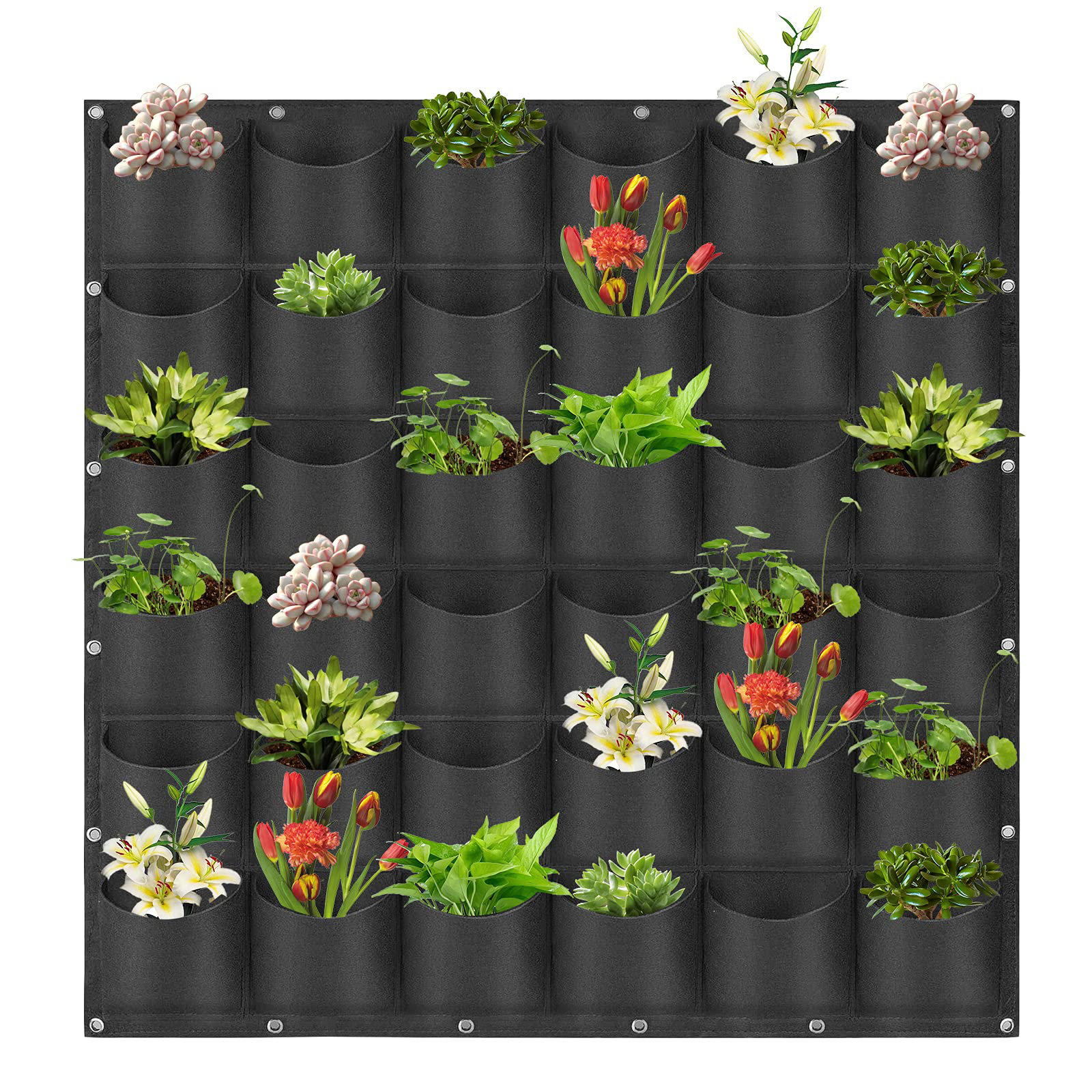 MIBOPA 36 Pockets Hanging Vertical Wall Planter Wall Mounted Grow Bag ...