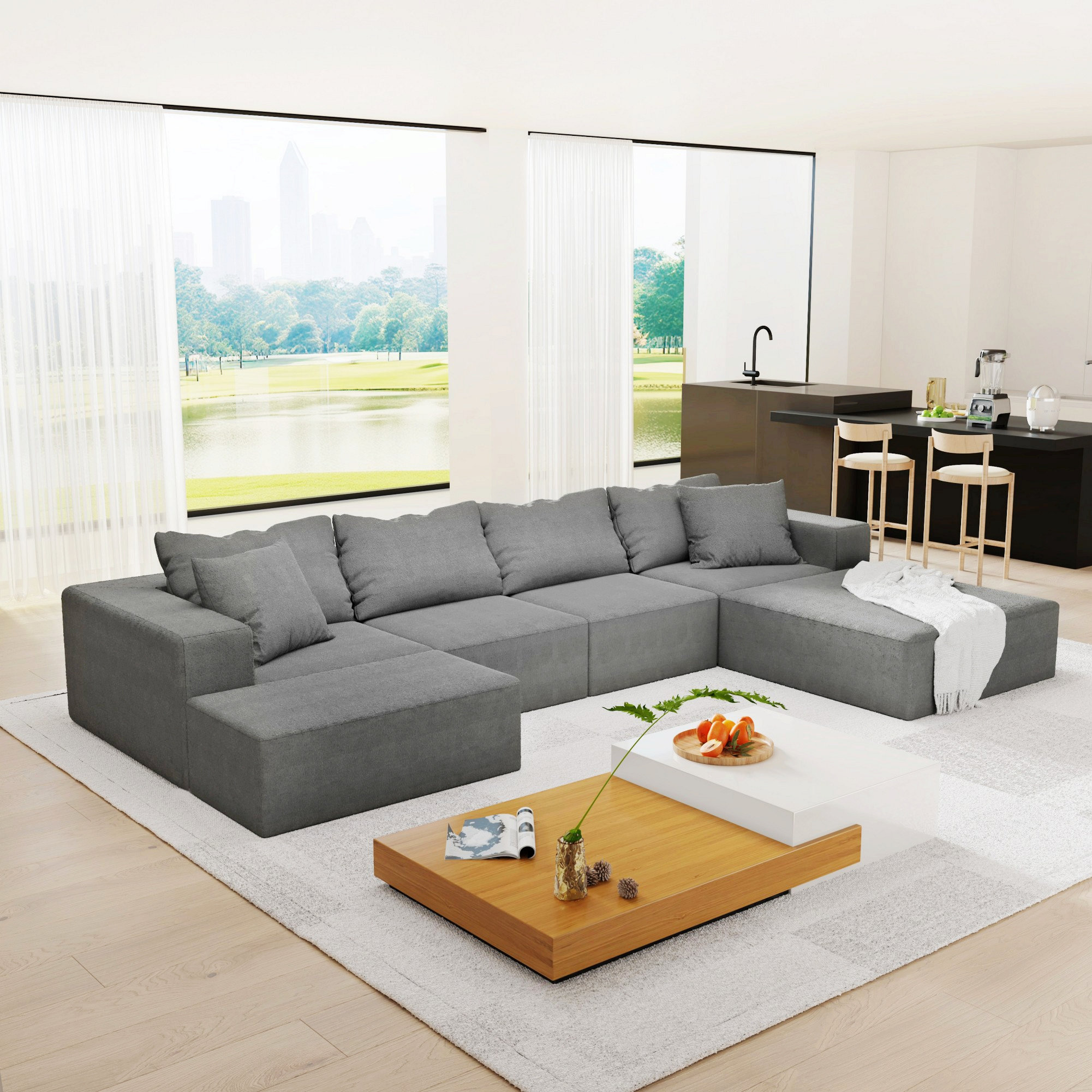 Everly Quinn Upholstered Sectional Sofa, Living Room Couch, Modular ...