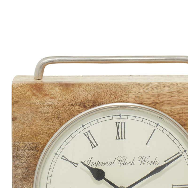 Gracie Oaks Traditional Analog Solid Wood Quartz Tabletop Clock in ...