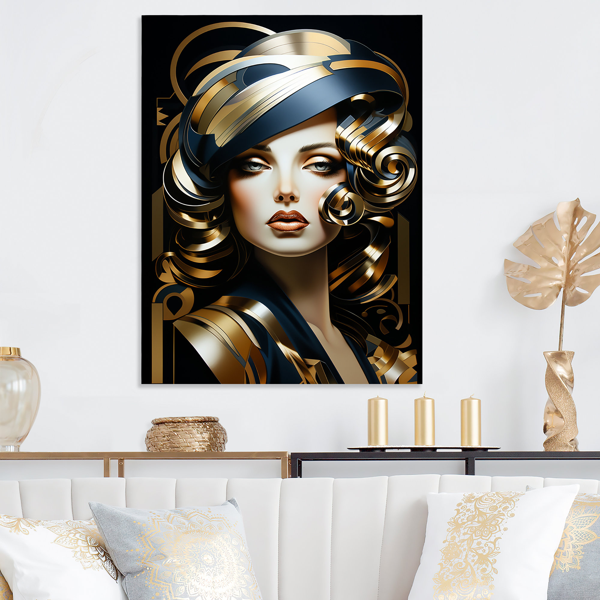 Mercer41 Black And Gold Glam Fashion Woman Portrait IV - Woman Glam ...