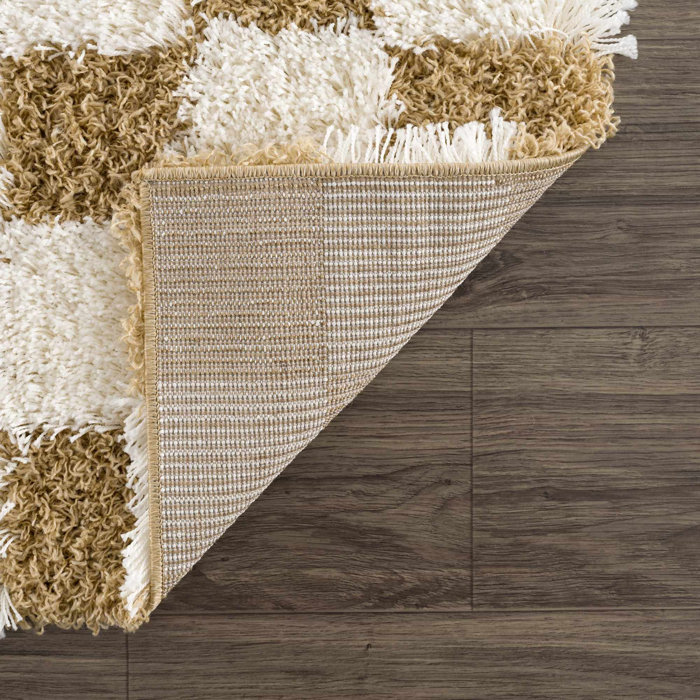 Latitude Run® Atiran Checkered Plush Pile Brown Area Rug & Reviews ...