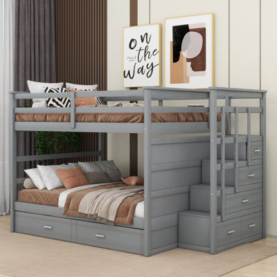 Harriet Bee Ilicia Kids Full Over Full Bunk Bed with Trundle with ...