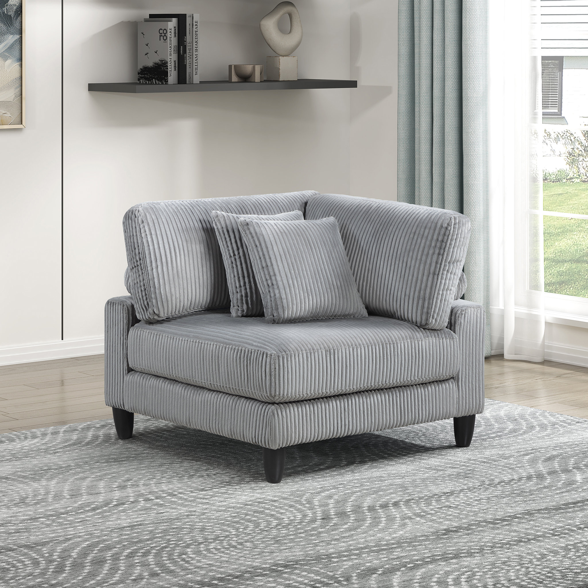 Ebern Designs Loowit Katara 40.0"W Modern Corduroy Modular Corner Chair ...