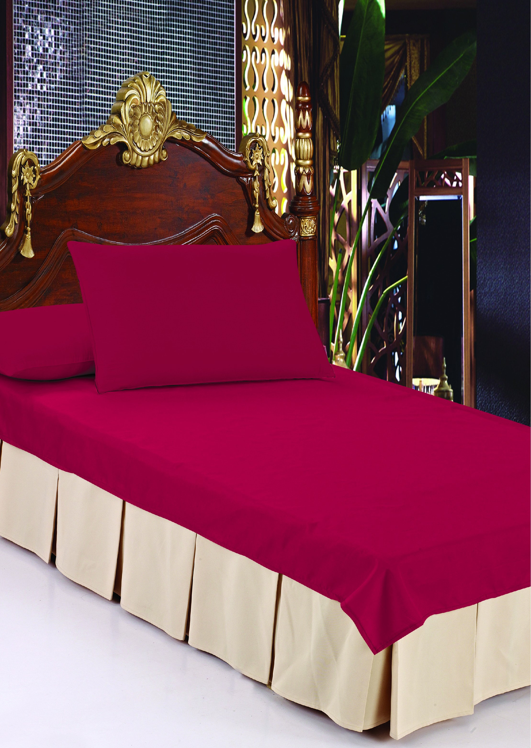 Violet Linen Double Pleats Luxurious Bed Ruffle 14" Bed Skirt | Wayfair