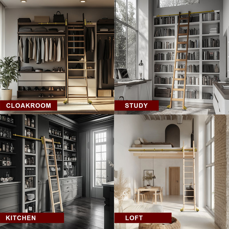 WFX Utility™ Gold Rolling Library Ladder Hardware Kit, 4FT Extension ...