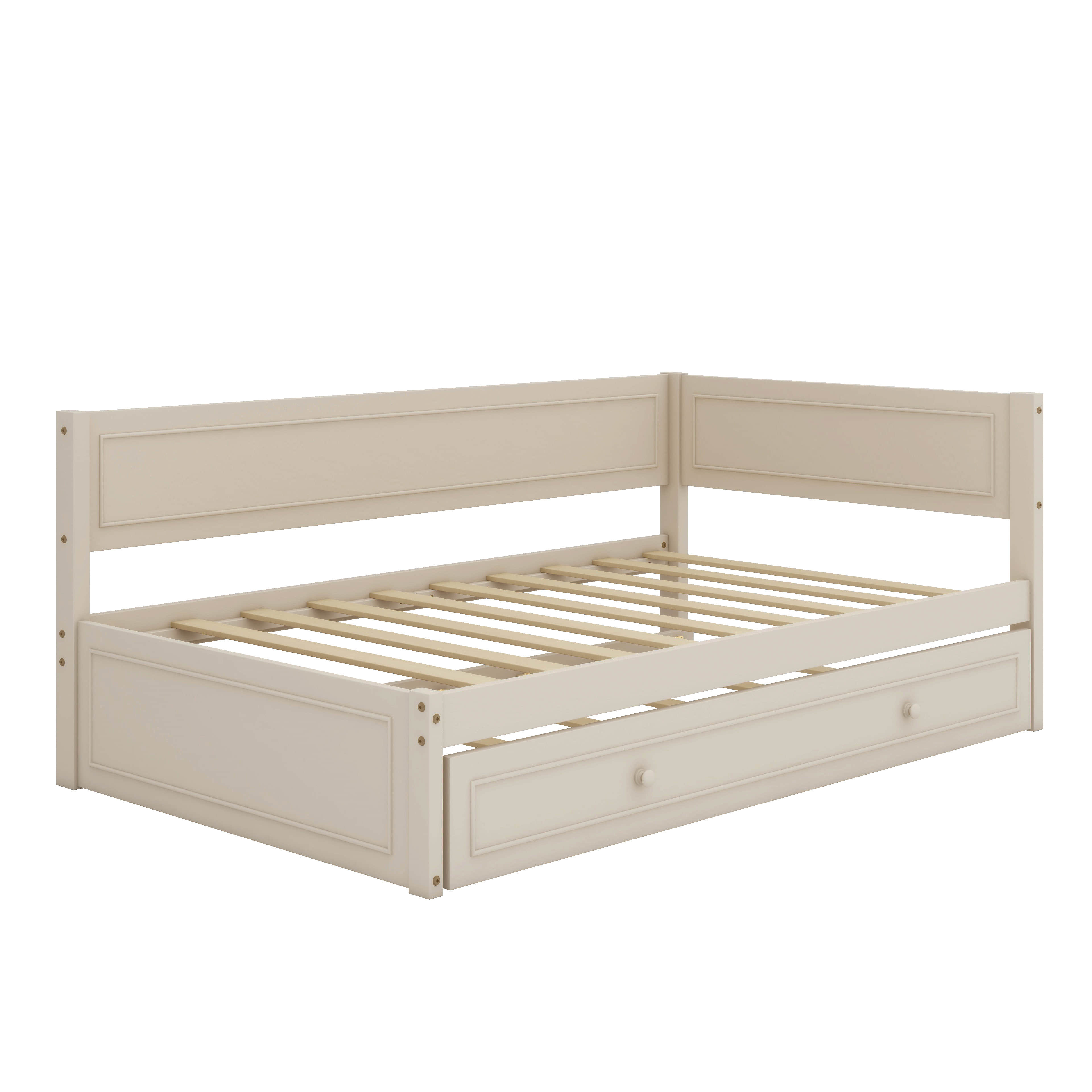 Red Barrel Studio® Wooden Twin-Size Daybed With A Pull-Out Trundle Bed ...