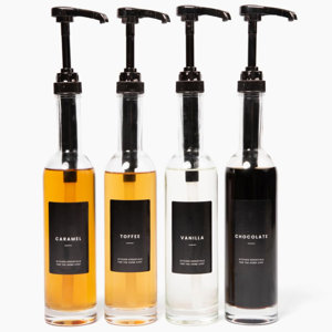 Orblue Set Of 4, 350Ml, Coffee Syrup Dispenser For Coffee Bar, Coffee ...