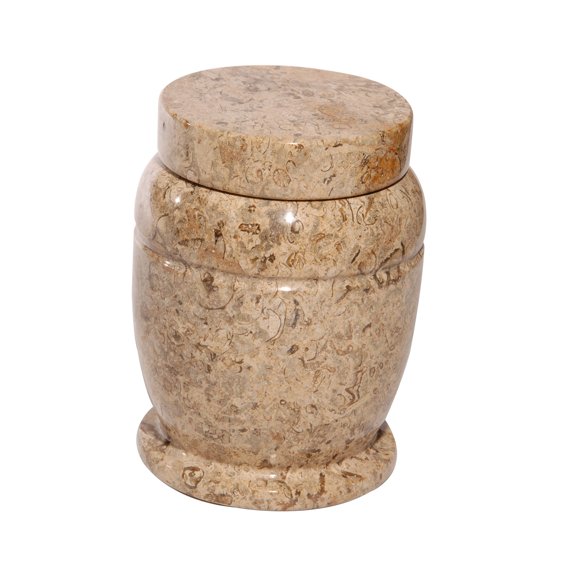 Bello Treasure Natural Marble Cremation Urn, Fossil Brown, Decorative ...