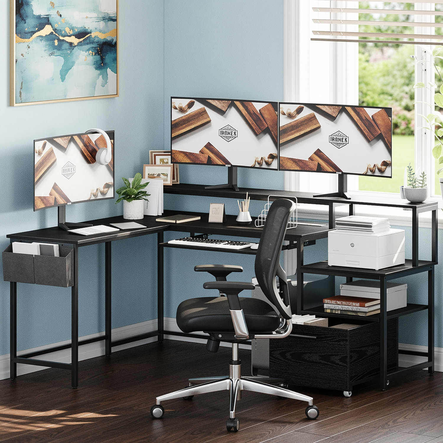 The Twillery Co.® Bilodeau 66.1'' W L-Shape Computer Desk, Corner Home ...
