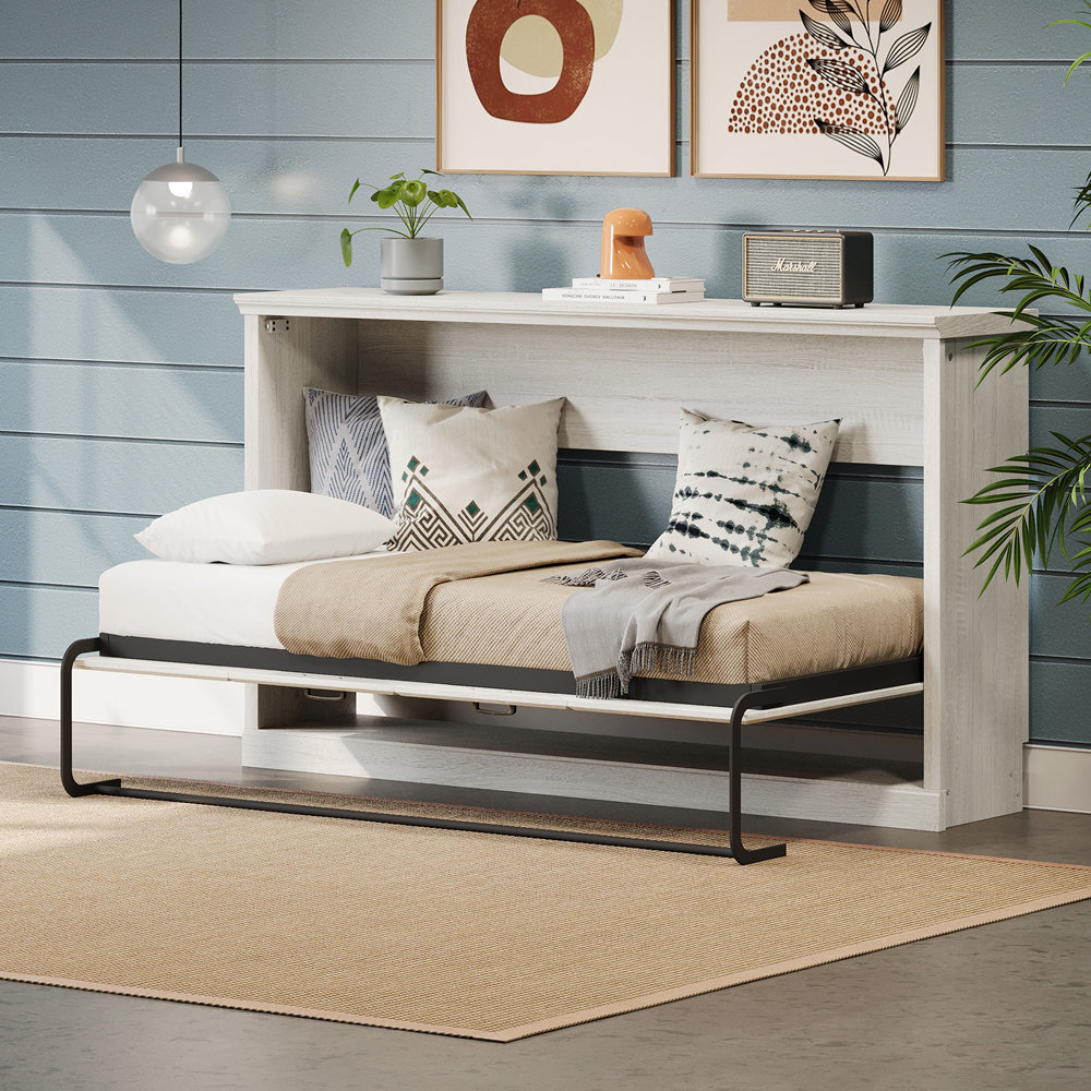 Red Barrel Studio® Full Size Horizontal Murphy Bed, Hideaway Wall Bed ...