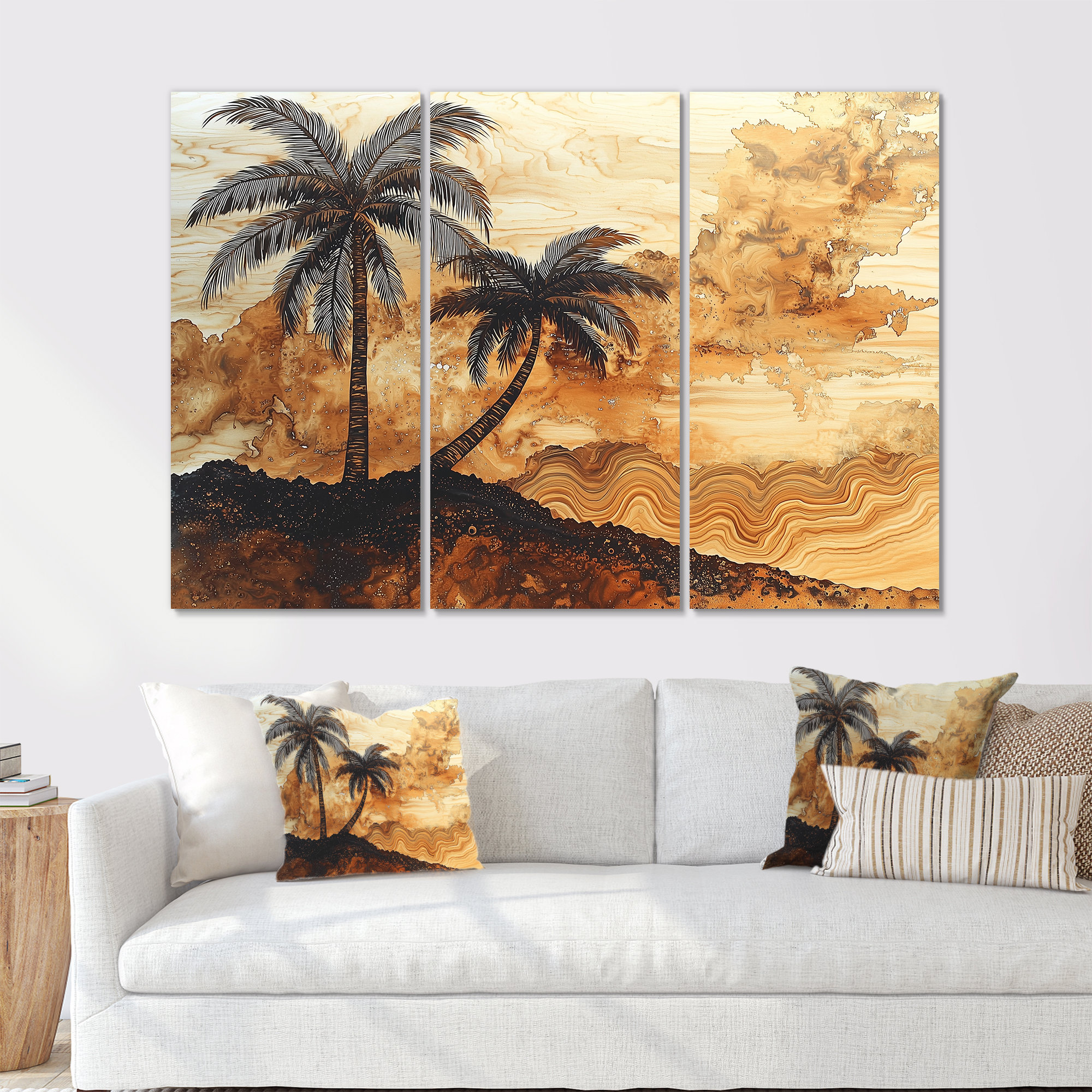 Bay Isle Home™ Copper Palm Tree On Wood Landscape III - Palms Wall Art ...