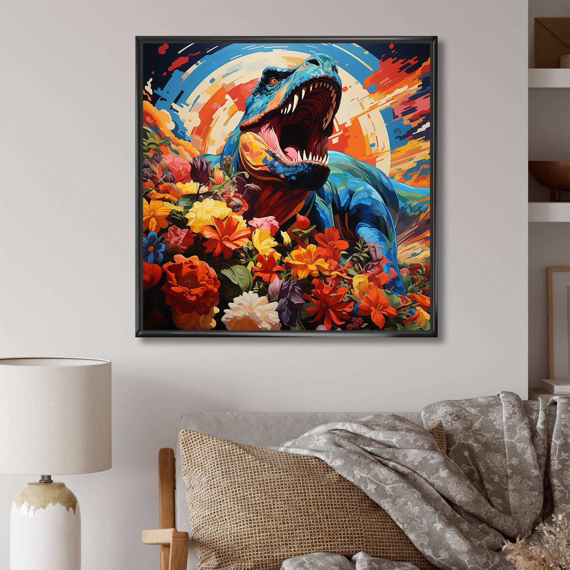Trinx Orange Raimbow Tyrannosaurus Jungle Portrait - Dinosaurwall Art ...