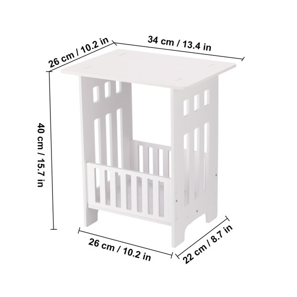 Winston Porter White Side Table, Modern Night Stand With Storage Space ...