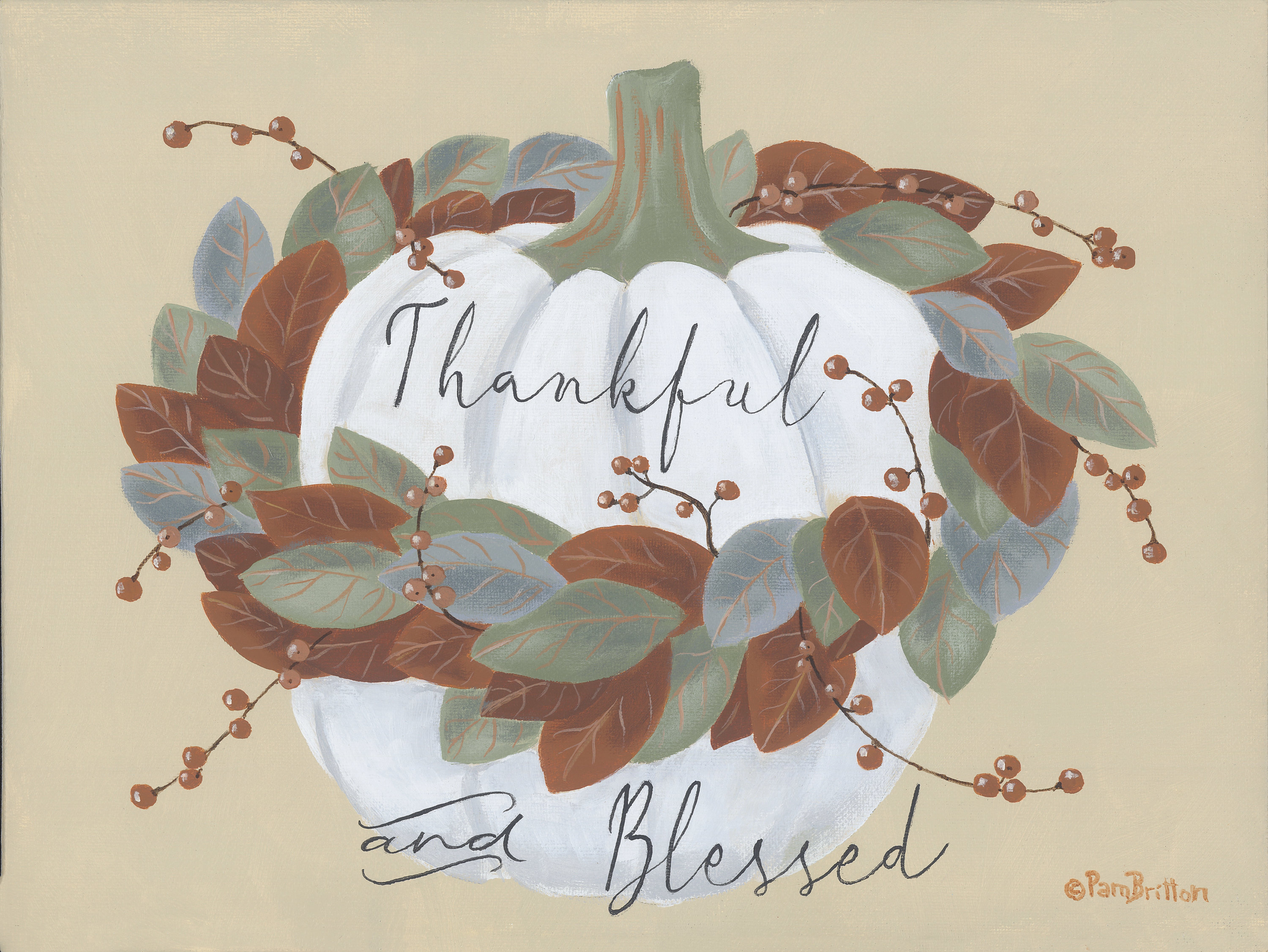 The Holiday Aisle® Jasmond Thankful And Blessed Pumpkin by Pam Britton ...