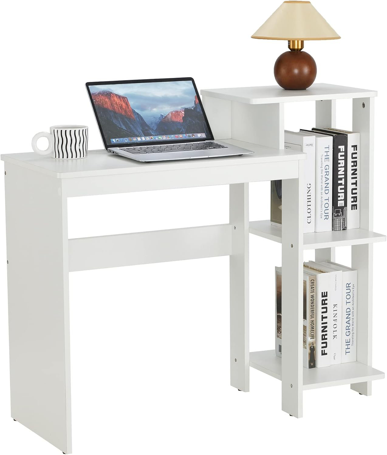 Latitude Run® Small White Writing Desk With Ipad Slot, Printer Shelf ...