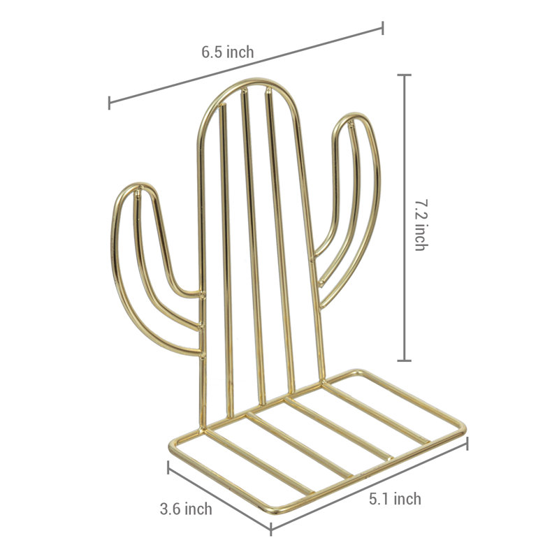Union Rustic Cactus Metal Wire Decorative Bookends | Wayfair