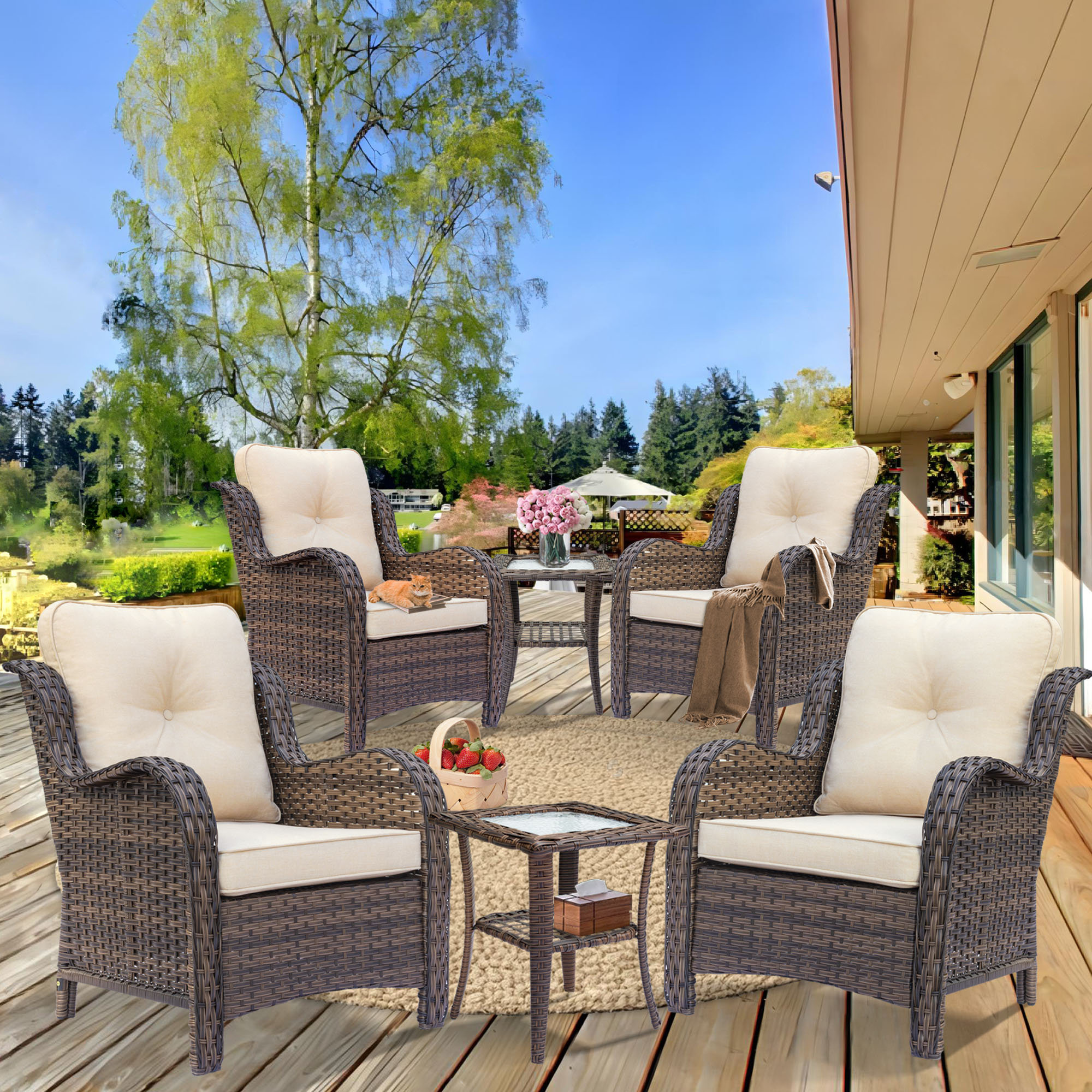 Bay Isle Home™ Outdoor Patio Single Chair With Cushions (set Of 6 ...