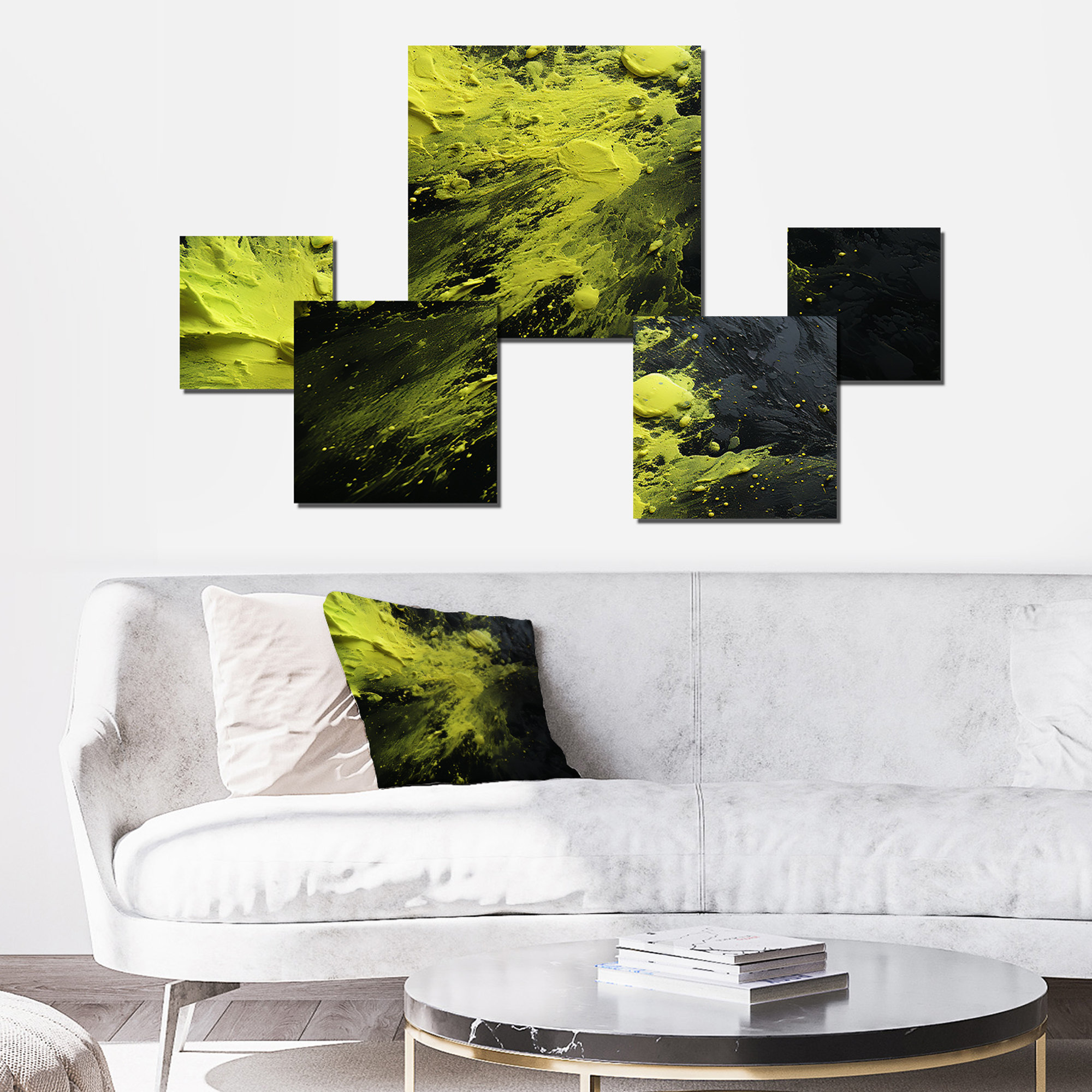 Ivy Bronx Green Spiral Neon Fusion 4 - Abstract Collages Square Wall ...