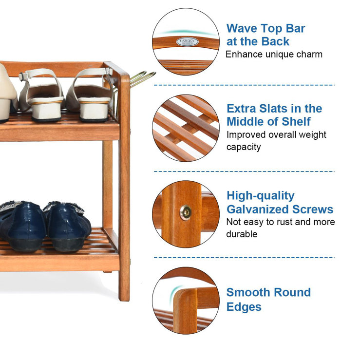 Bay Isle Home 8 Pair Solid Wood Shoe Rack & Reviews | Wayfair