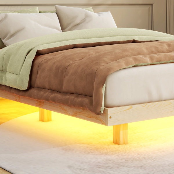 Wrought Studio Bed Frame Floating Bed with LED Lights Underneath ...