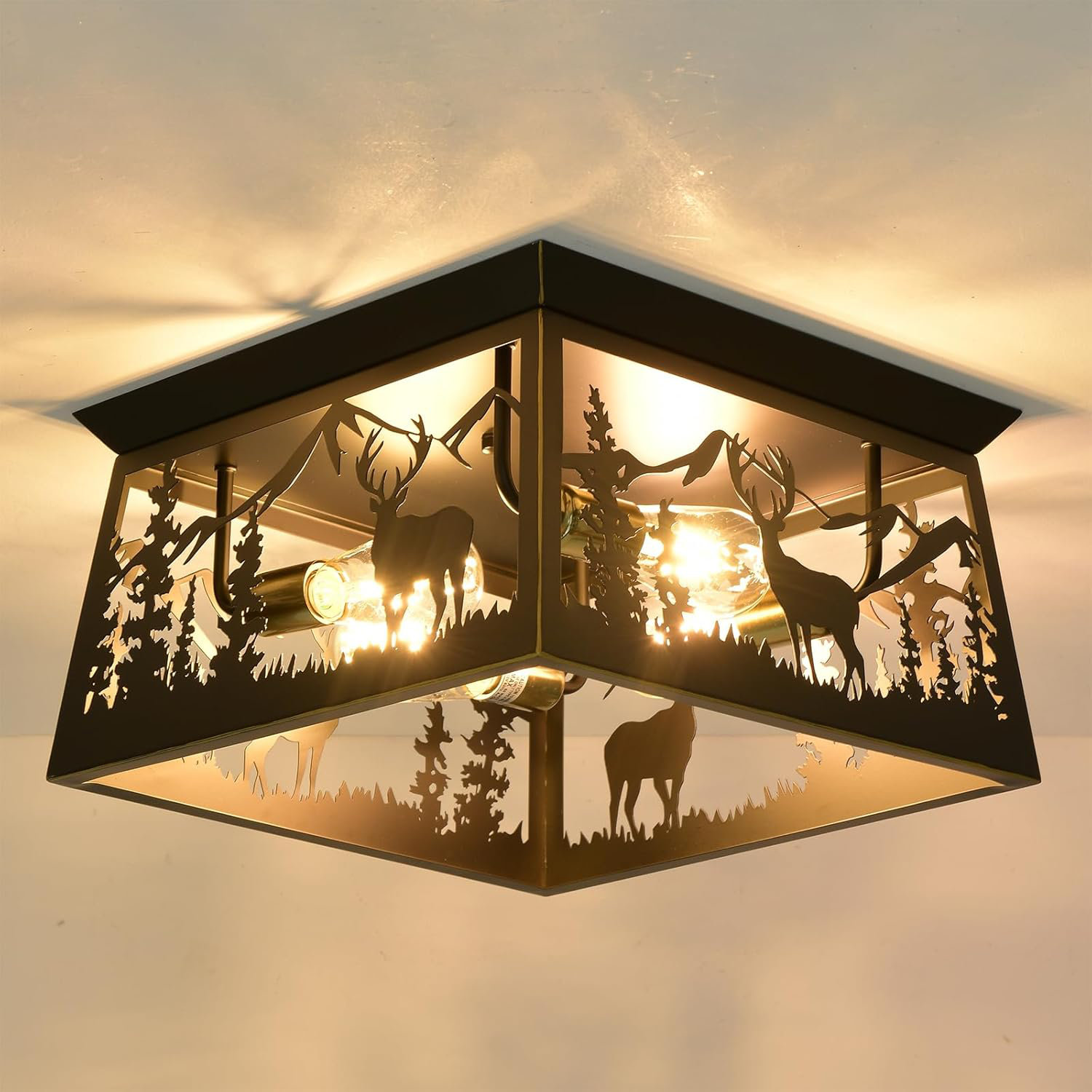 Loon Peak® Rustic Farmhouse Ceiling Light Fixture With Metal Accents ...