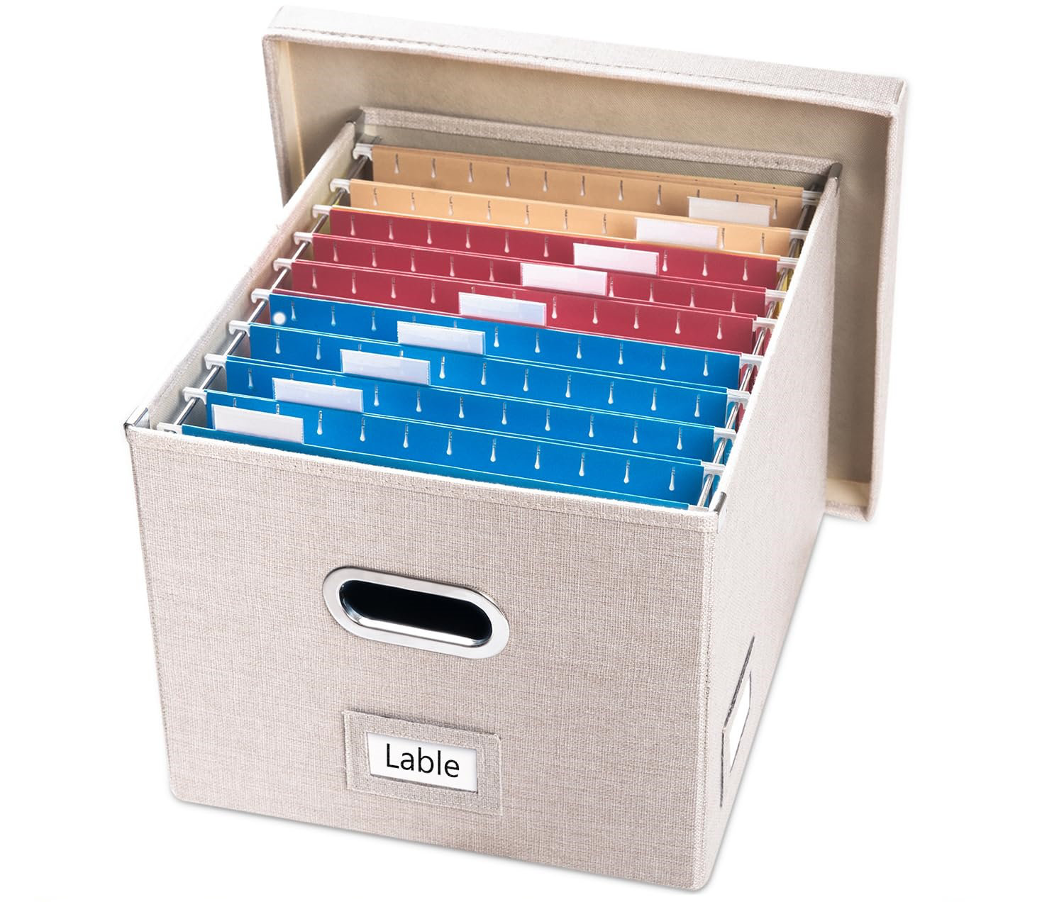 RILVIX Collapsible Linen File Organizer Box with Lids – Letter/Legal ...