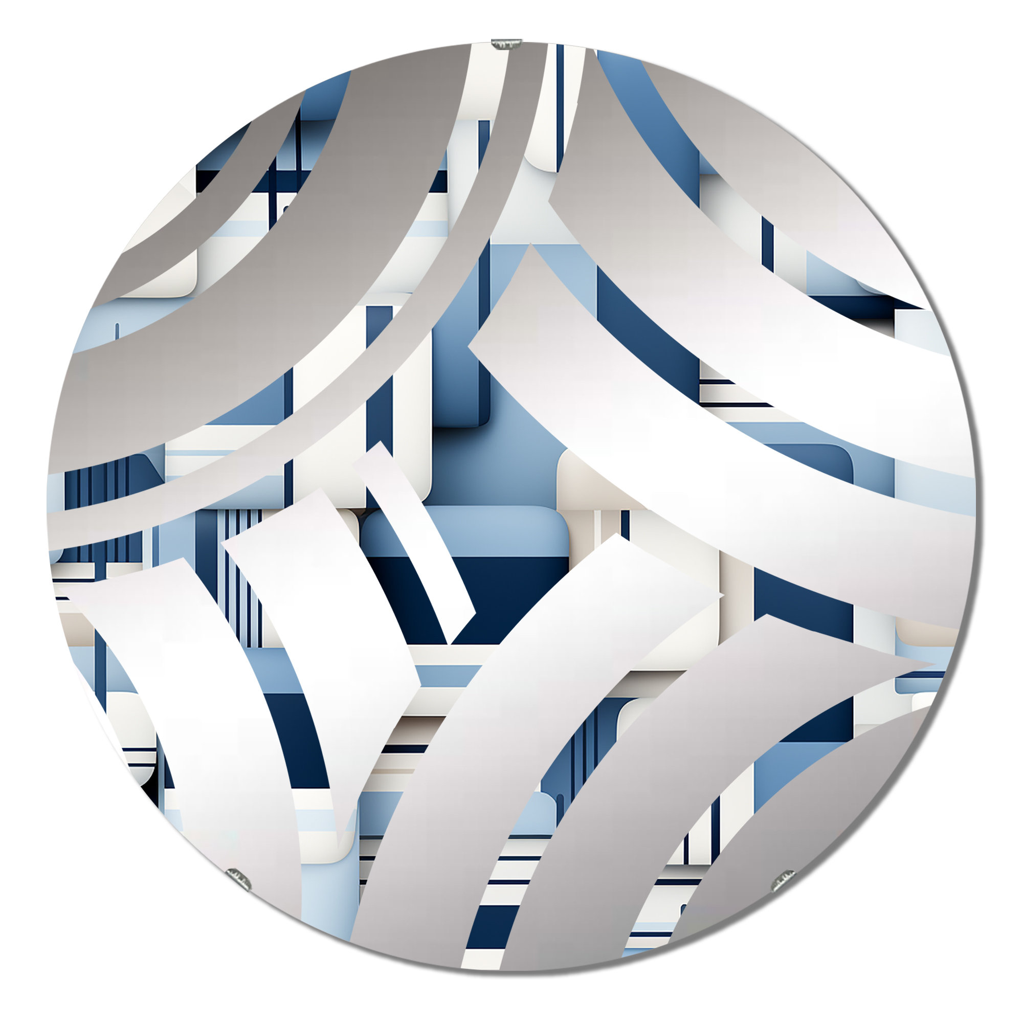 Design Art White And Blue Geometric Blocks Harmony - Centre Wave ...