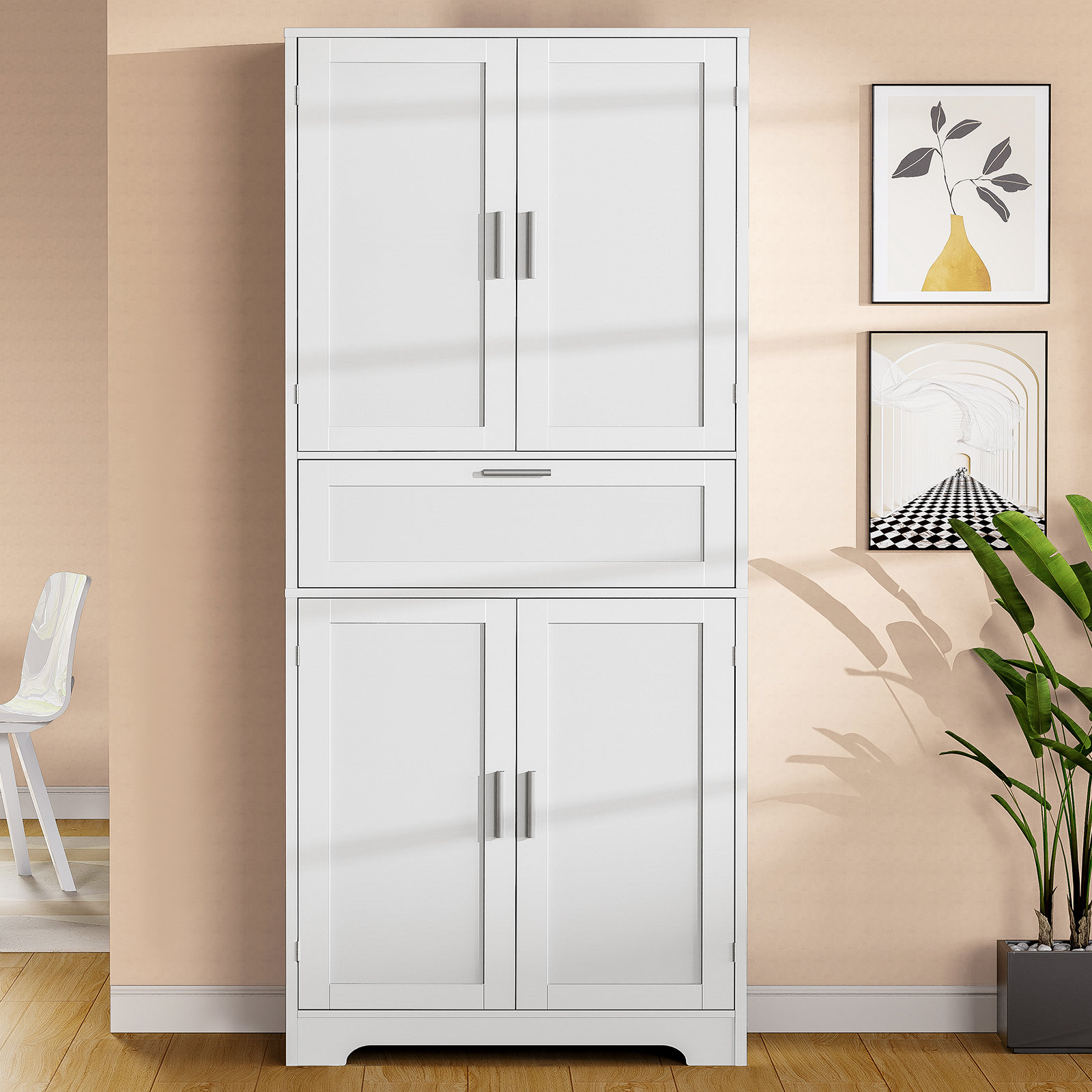 Ebern Designs Jymari 67" Tall Kitchen Pantry Storage Cabinet 1 Large ...