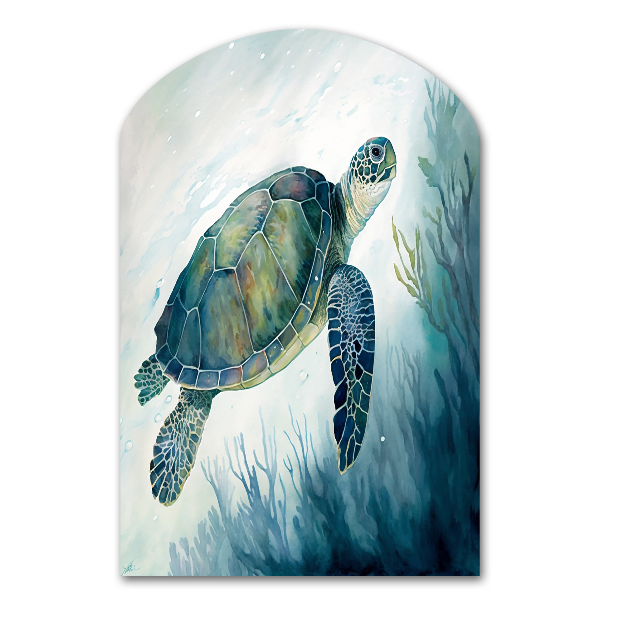 Bay Isle Home™ Watercolor Turtle Swimming III - Animals Turtle Arch ...