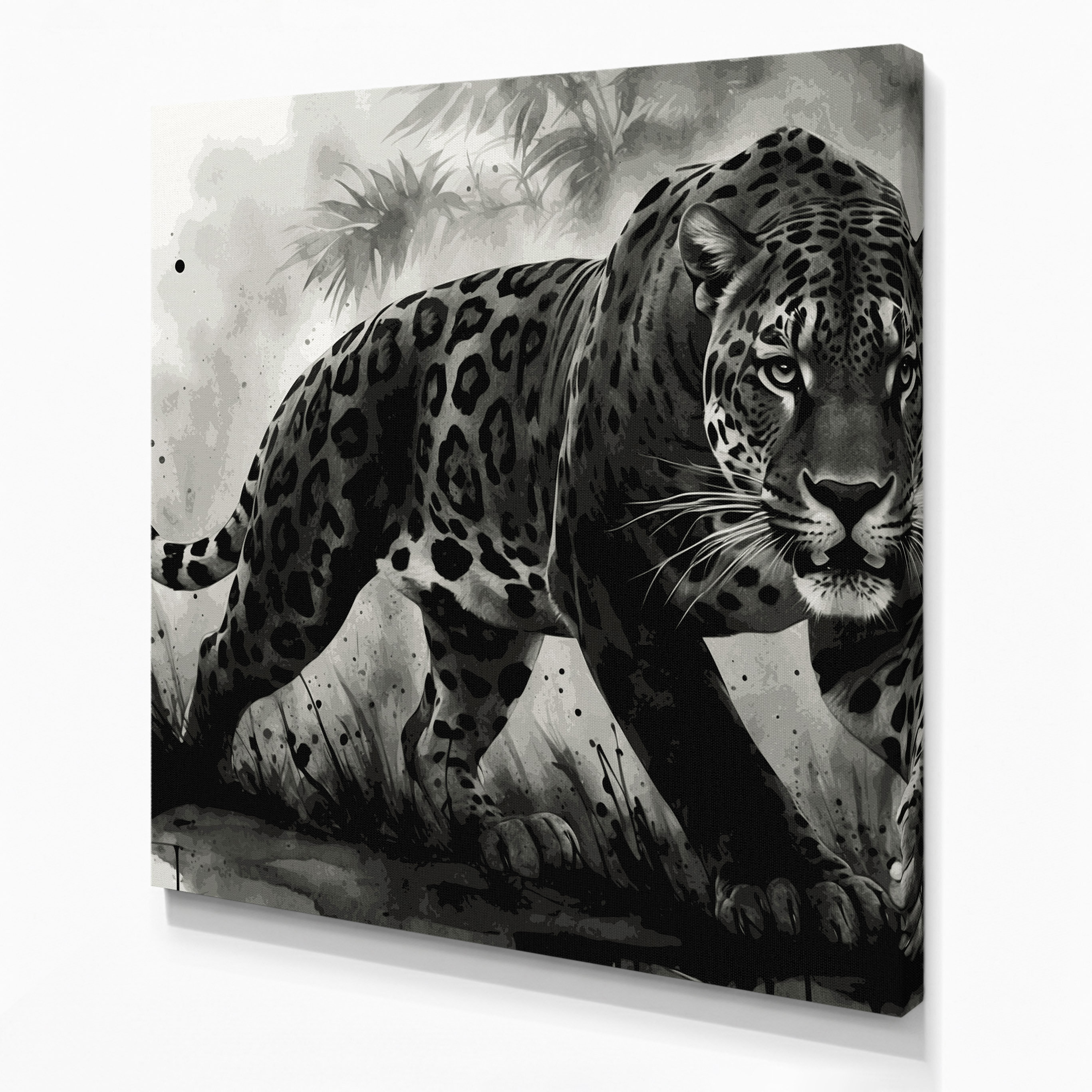 Latitude Run® Big Cats Jaguars Gray Canvas Wall Art | Wayfair