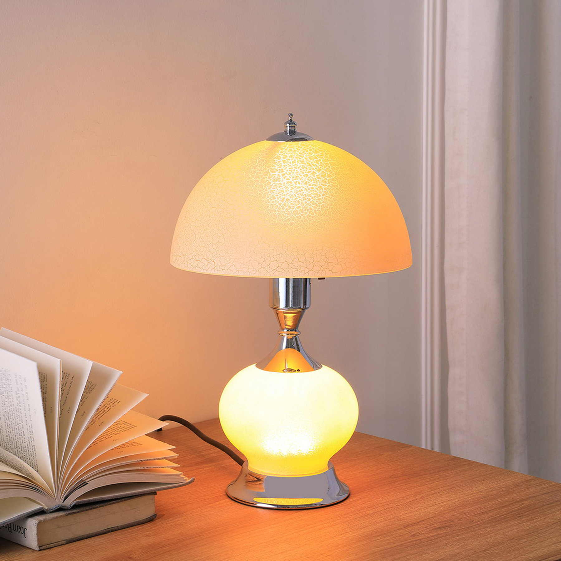 Lark Manor Art Deco Blush Pink Glass Table Lamp - Wayfair Canada