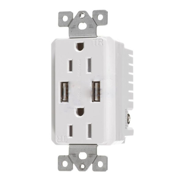 Plumbing N Parts 15 AMP Rectangle White Electrical Receptacle Plastic ...