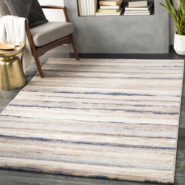 Beachcrest Home Behan Striped Medium Gray/Tan/Camel Rug & Reviews | Wayfair