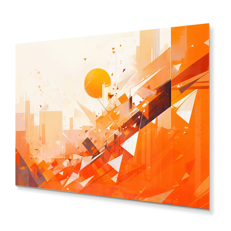 Latitude Run® Orange Yellow Shattered Realities - Cubism Metal Wall Art ...