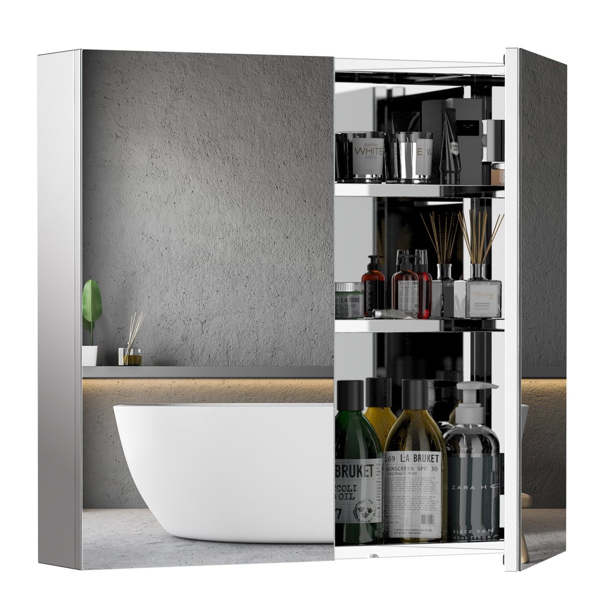 Orren Ellis Bowie Floating Bathroom Surface Mount Frameless 2 & Reviews ...