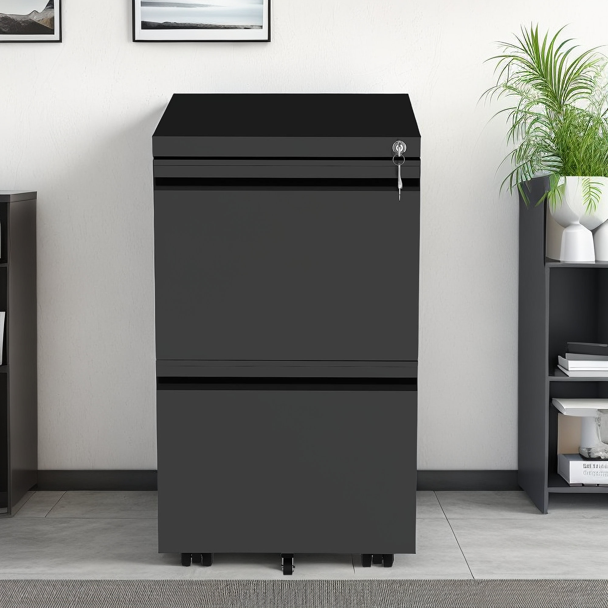 Inbox Zero 15.4" Wide 2 Drawer Lockable Mobile Steel Vertical File ...