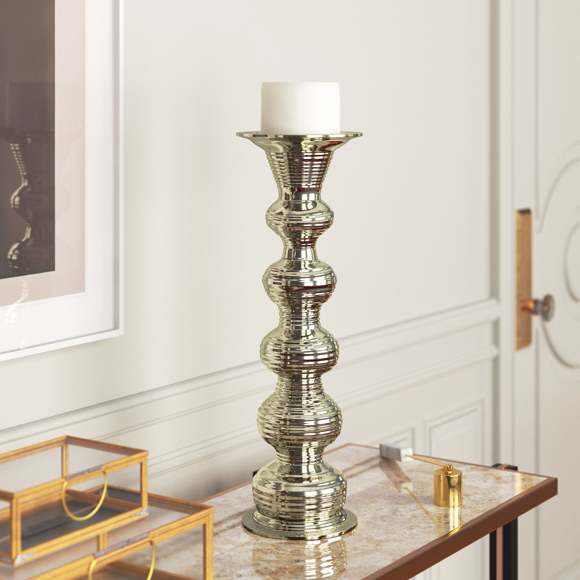 Etta Avenue™ Pillar Tall Glass Candlestick | Wayfair