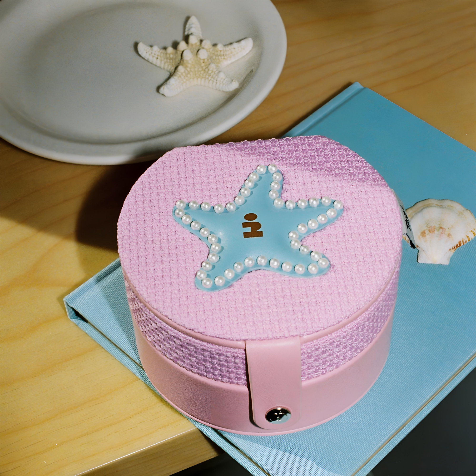 Dakota Fields Star Shell Double Layer Jewellery Box Portable Round ...