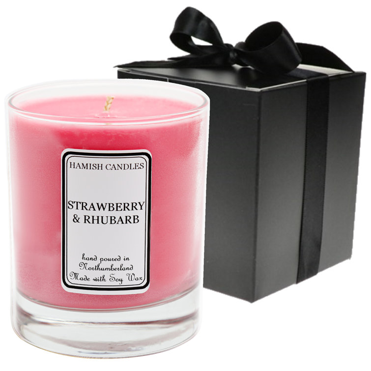 Hamish Candles Strawberry & Rhubarb Scented Jar Candle with Glass ...