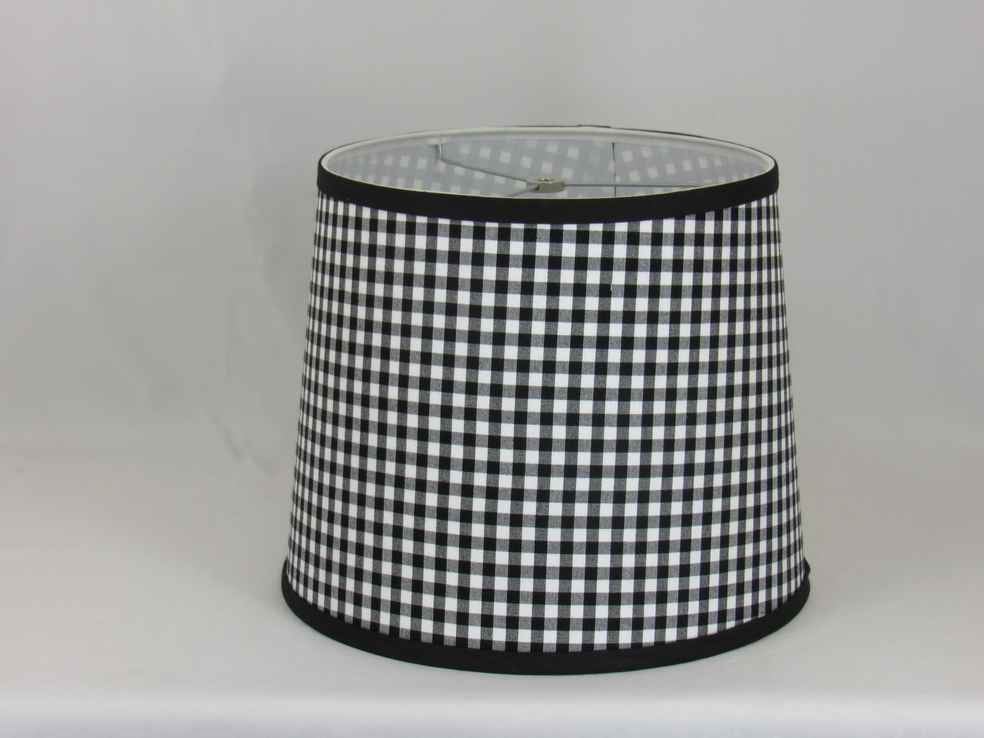 Gracie Oaks Black and White Buffalo Check Cotton Drum Lamp Shade ...