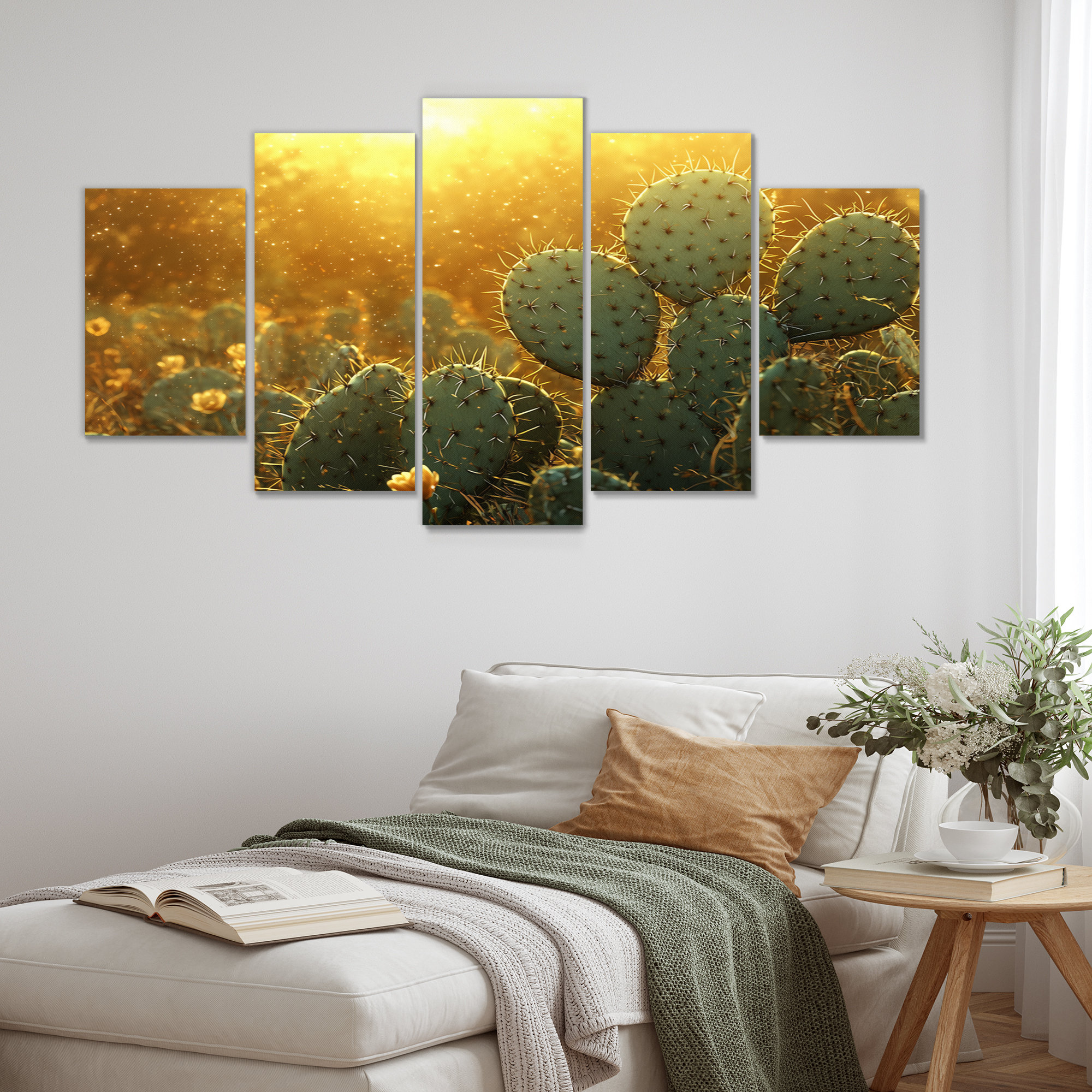 Dakota Fields Cacti In The Golden Light I - Floral Cactus Wall Decor ...