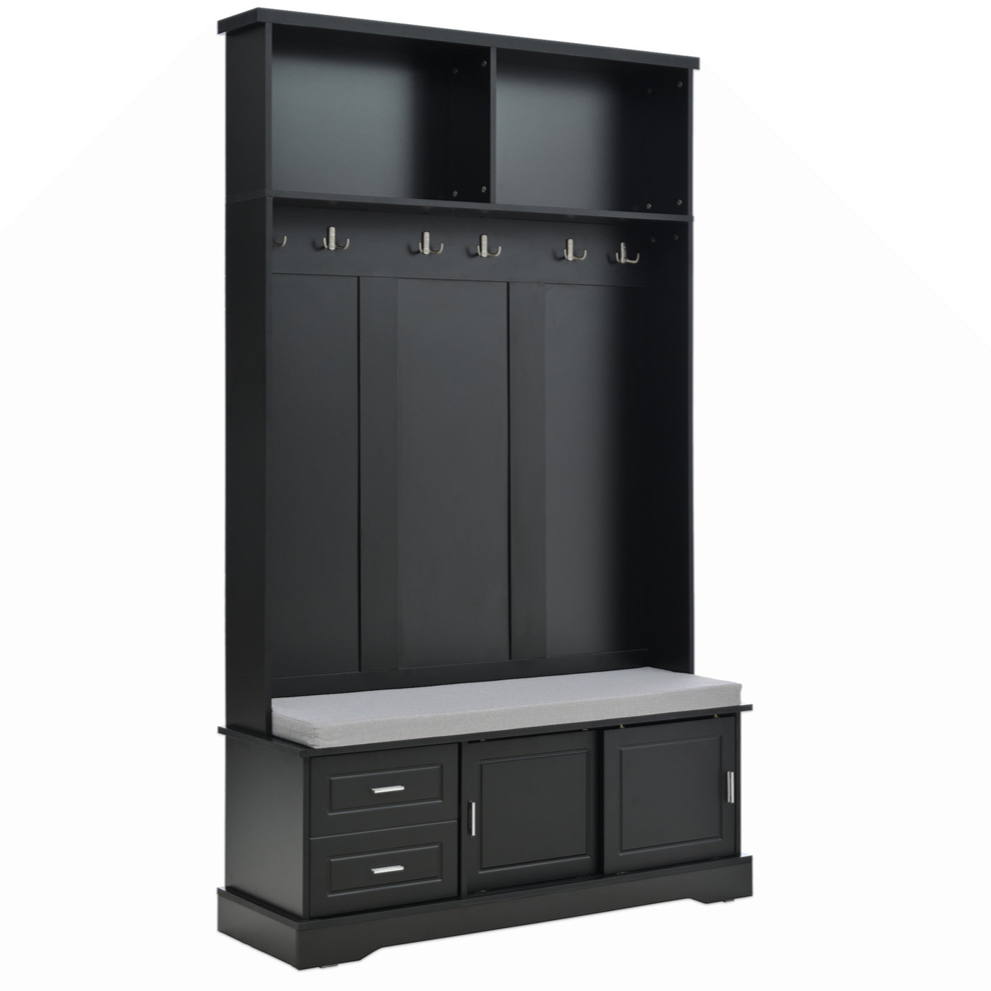 Canora Grey Elegant Hall Tree With Sliding Doors, Versatile Coat Rack ...