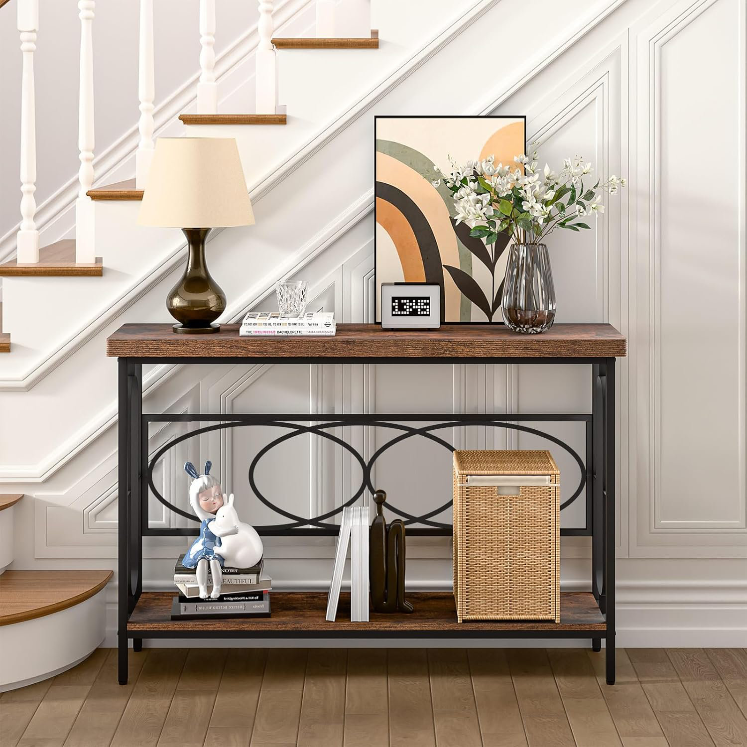 17 Stories Console Table Behind Sofa, Rustic Style Entryway Table With ...