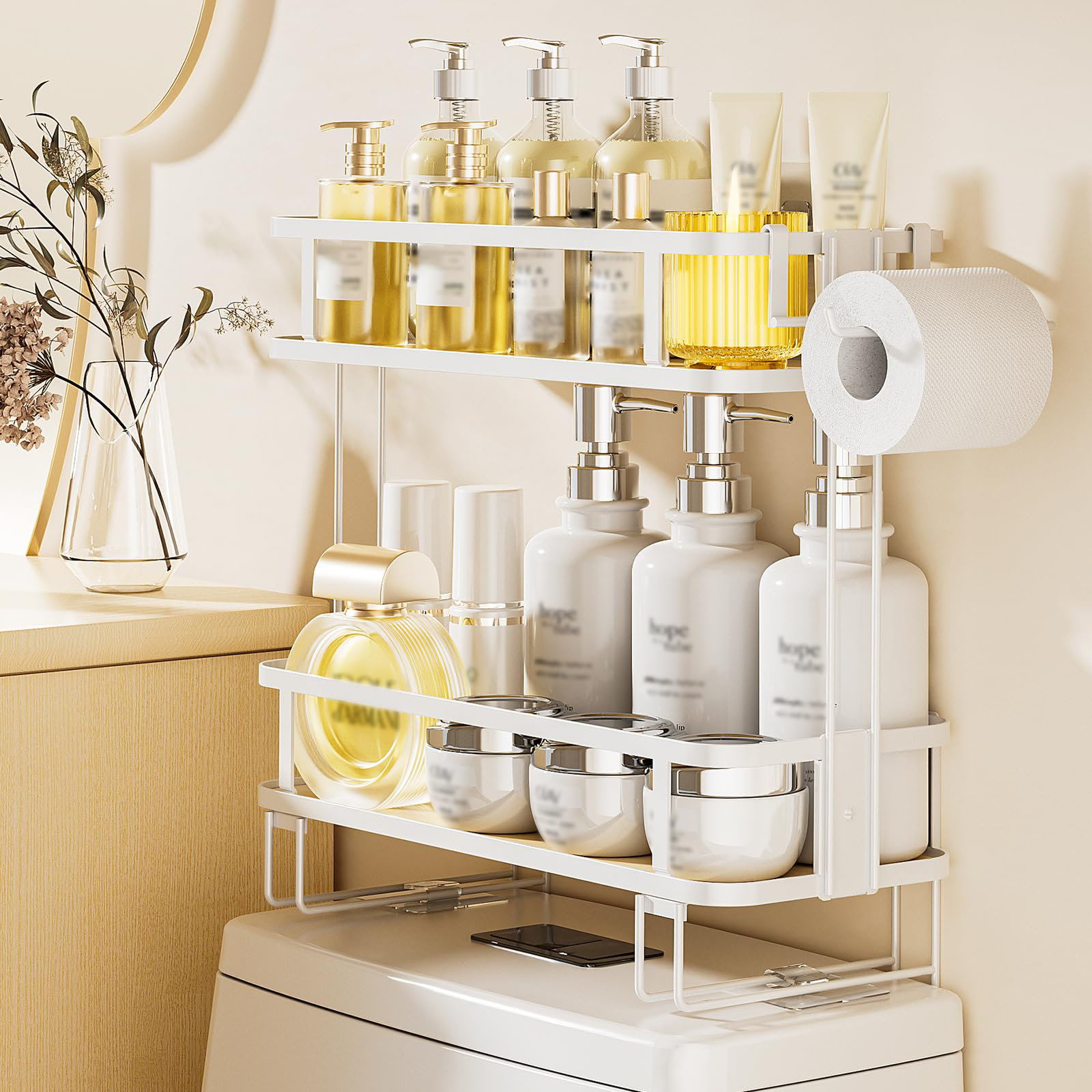 Rebrilliant Double-Layer Storage Rack Above The Toilet, Large Capacity ...
