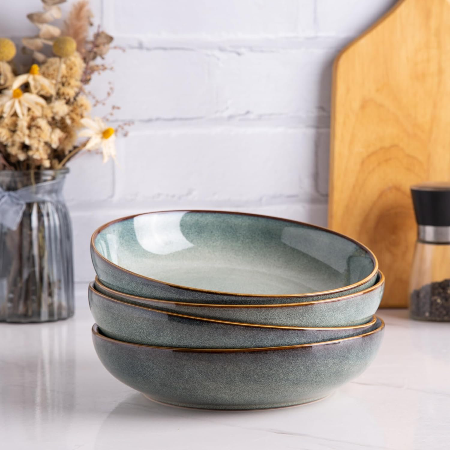 SHANXIQIANNA 8.5'' Large Ceramic Pasta Bowls, 36oz Stoneware Pasta ...