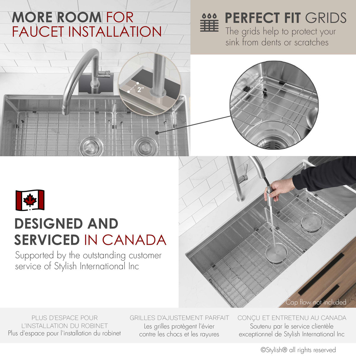 Stylish Versa Undermount 36'' Stainless Steel Double-Bowl Kitchen Sink ...