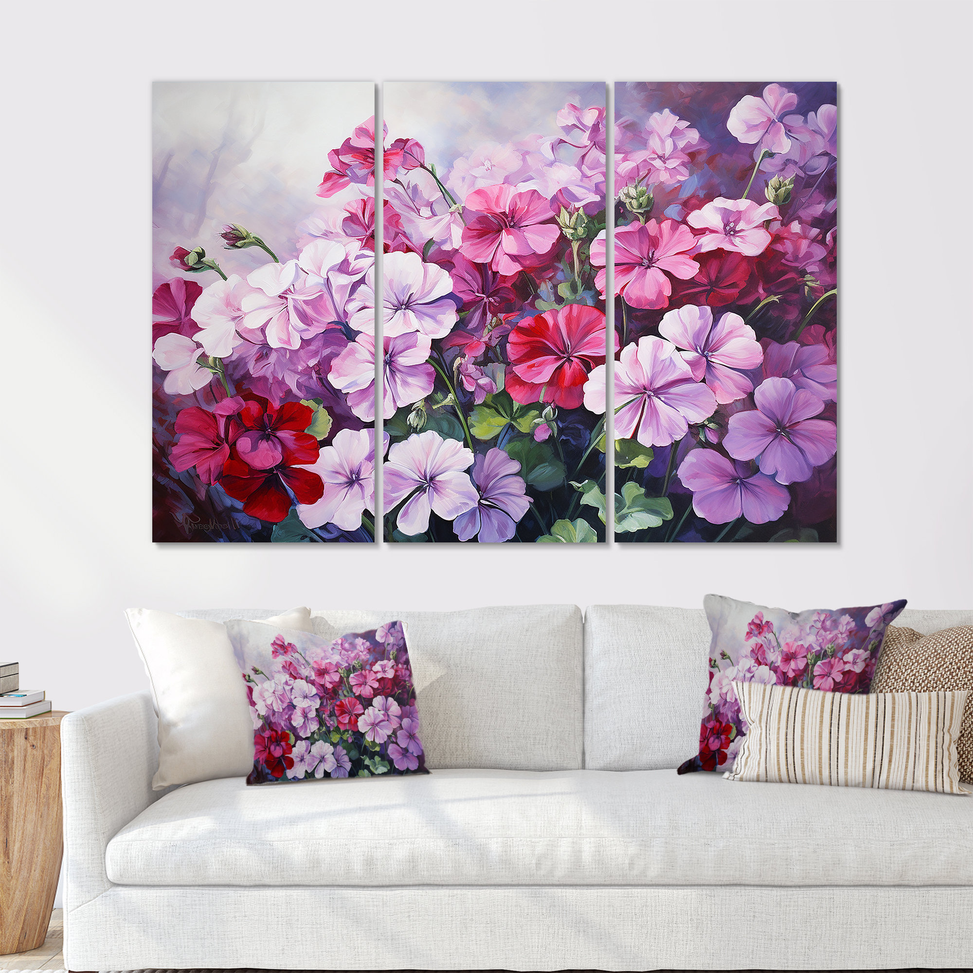 Lark Manor™ Pink Geraniums Still Life Bloom - Flowers Wall Art Print ...