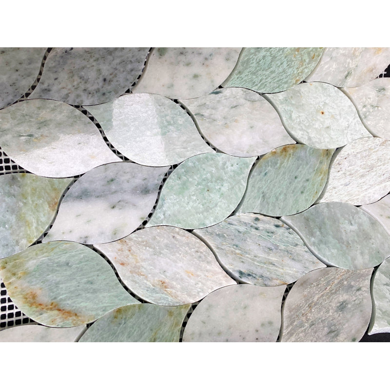 ES Stone 4" x 2" Ming Green Leaf Pattern Marble Novelty Mosaic Tile ...