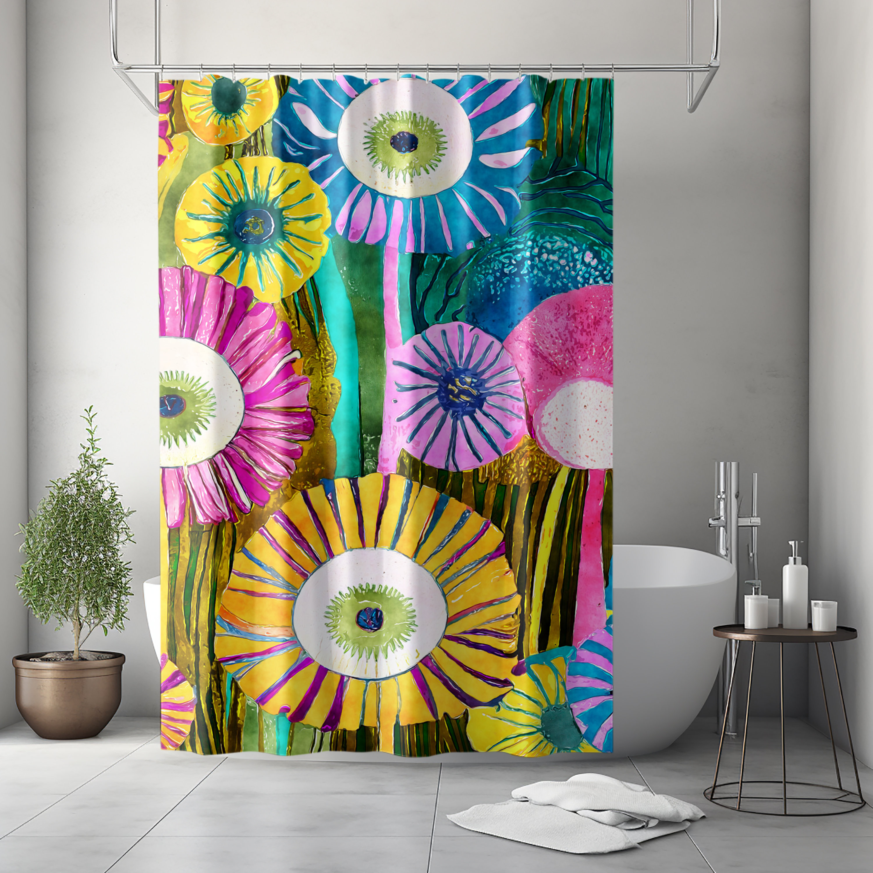 East Urban Home Idelle Floral Shower Curtain | Wayfair