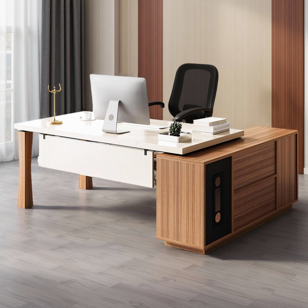 Latitude Run® 78.7" L-Shaped Executive Desk with Storage Cabinet ...